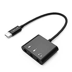 Cubilux Dual TRS Microphone to USB Connector, Type C to 2-Way MIC Adapter Compatible with iPad 10, iPad Pro, iPad Air 5/4, Samsung S24/S23/S22 Tab S9/S8/S7, Pixel 8/7/6 Pro - Support Stereo Recording