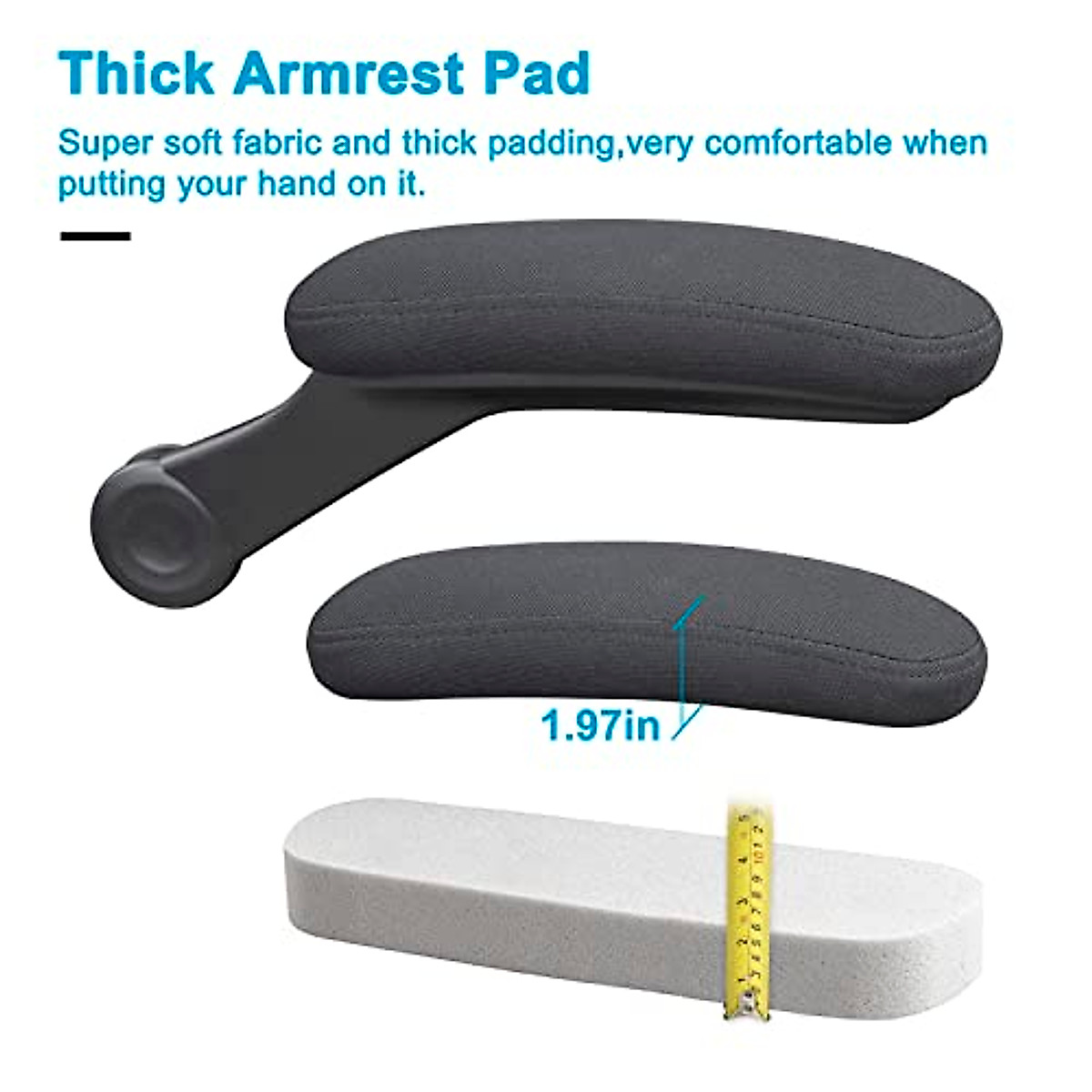 BOLISS Office Chair,with Thicken Seat Cushion Waist Support Adjustable Headrest Flipped Arms Erogonomic Office Desk Chair,Suilt for Home and Office-Black