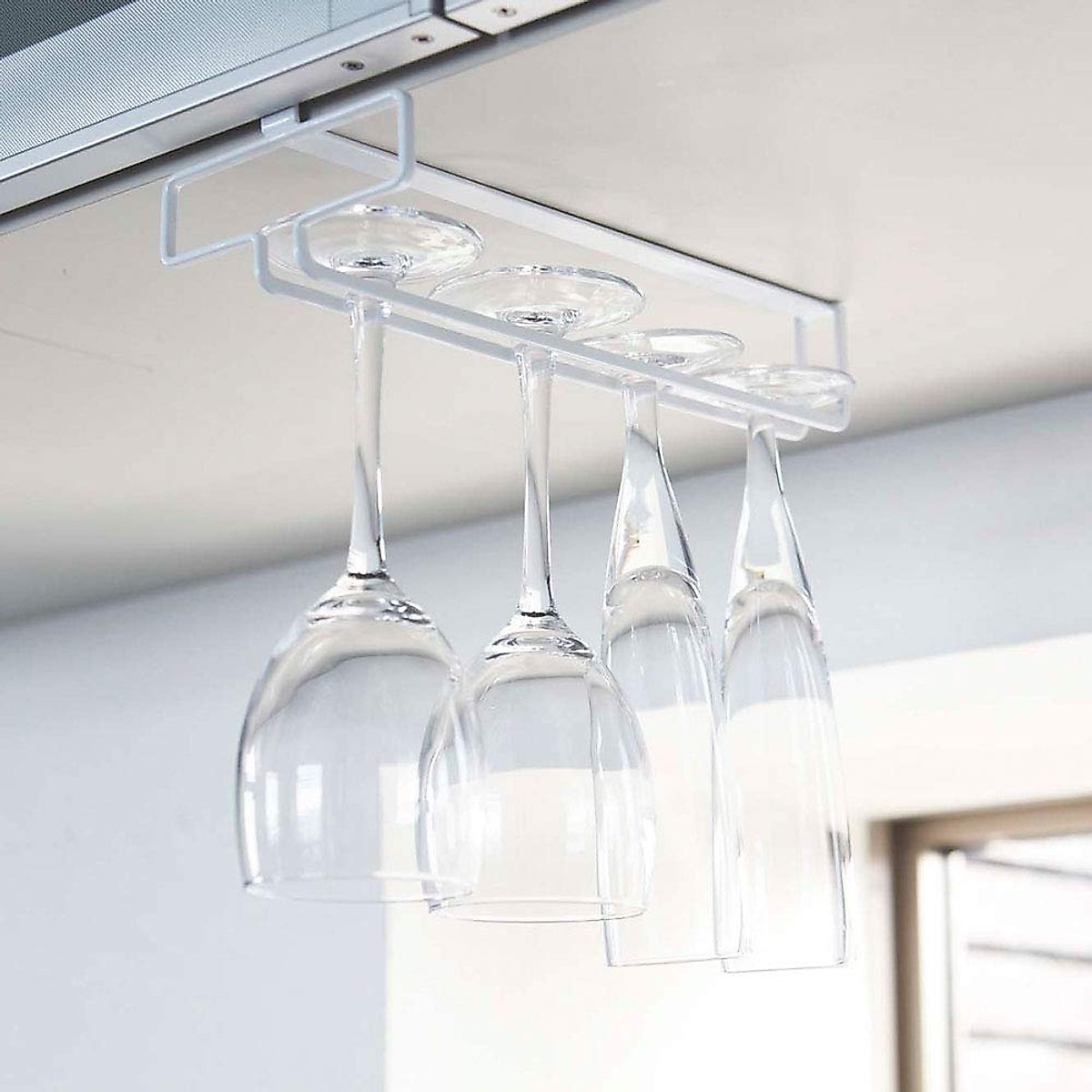 Yamazaki Home Tower Single Under Shelf Wine Glass Rack – Hanging Storage Holder