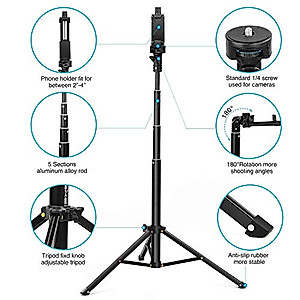 Selfie Stick Tripod 52 Inch Cell Phone iPhone Tripod Stand with Bluetooth Remote Smartphone for iPhone 11 Xs X 6 7 8, Android Cellphone Gopro Camera Mount Portable Monopod Feet Travel Lightweight …