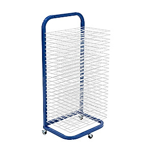 Pearington 25-Shelf Mobile/Wall Mountable Art Drying Rack for Art Studios & Classrooms, 13" D x 17.5" W x 39.4" H, Blue/White