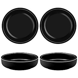 Cyimi 3.5" Ceramic Side Dish Set of 4 Small Porcelain Soy Dipping Sauce Dishes Black Seasoning Sauce Bowls Dinnerware Sets Sauce Serving Dishes