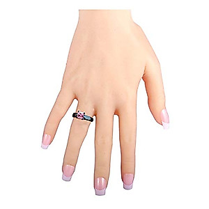 Solitaire Princess Ring - Black Rings for Women - Black Spinel Ring - White Cubic Zirconia Ring - Pink Ring CZ Stone - Blue CZ Rings - Black Engagement Ring (Pink, 9)