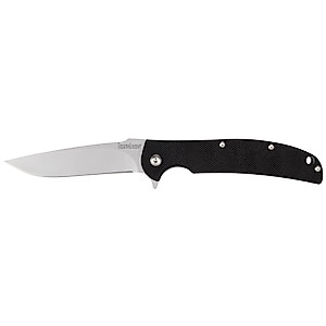 Kershaw Chill Pocketknife, 3.1" 8Cr13MoV Stainless Steel Drop Point Blade, Manual Flipper Opening, Tactical EDC Pocket Knife,Black