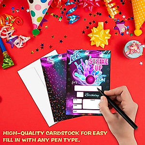 Let's Strike Up Birthday Party Invitation, Bowling Fill-In Invites For Men & Women, 20 Invitations With Envelopes(4" X 6")，Adults Party Favors Decorations And Supplies-13