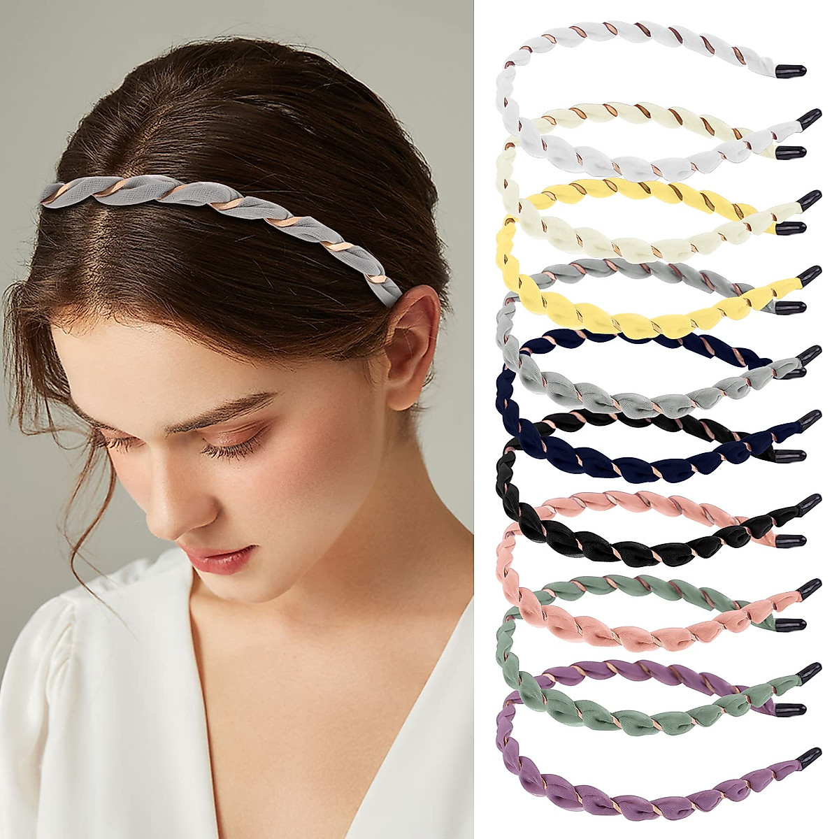 ZIRICHER Thin Headbands for Women,Metal Spring Hair Hoop Headbands,Non Slip Sports Hairband For Girls Skinny Wire Comfortable Headband