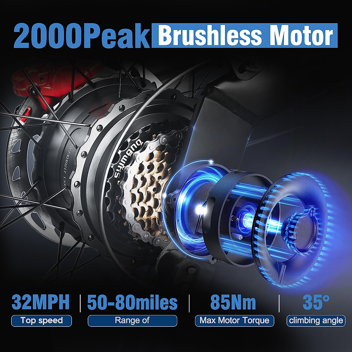 ACTBEST Electric Bike for Adults - Electric Dirt Bike with 2000W Motor, 960Wh Removable Battery, 20" x 4.0 Fat Tires E Motorcycle with Dual Suspension & Hydraulic Brakes, 7-Speed, 32MPH