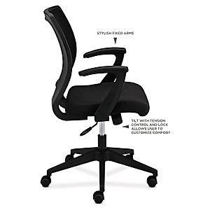 HON VL521VA10 VL521 Series Mid-Back Work Chair, Mesh Back, Fabric Seat, Black
