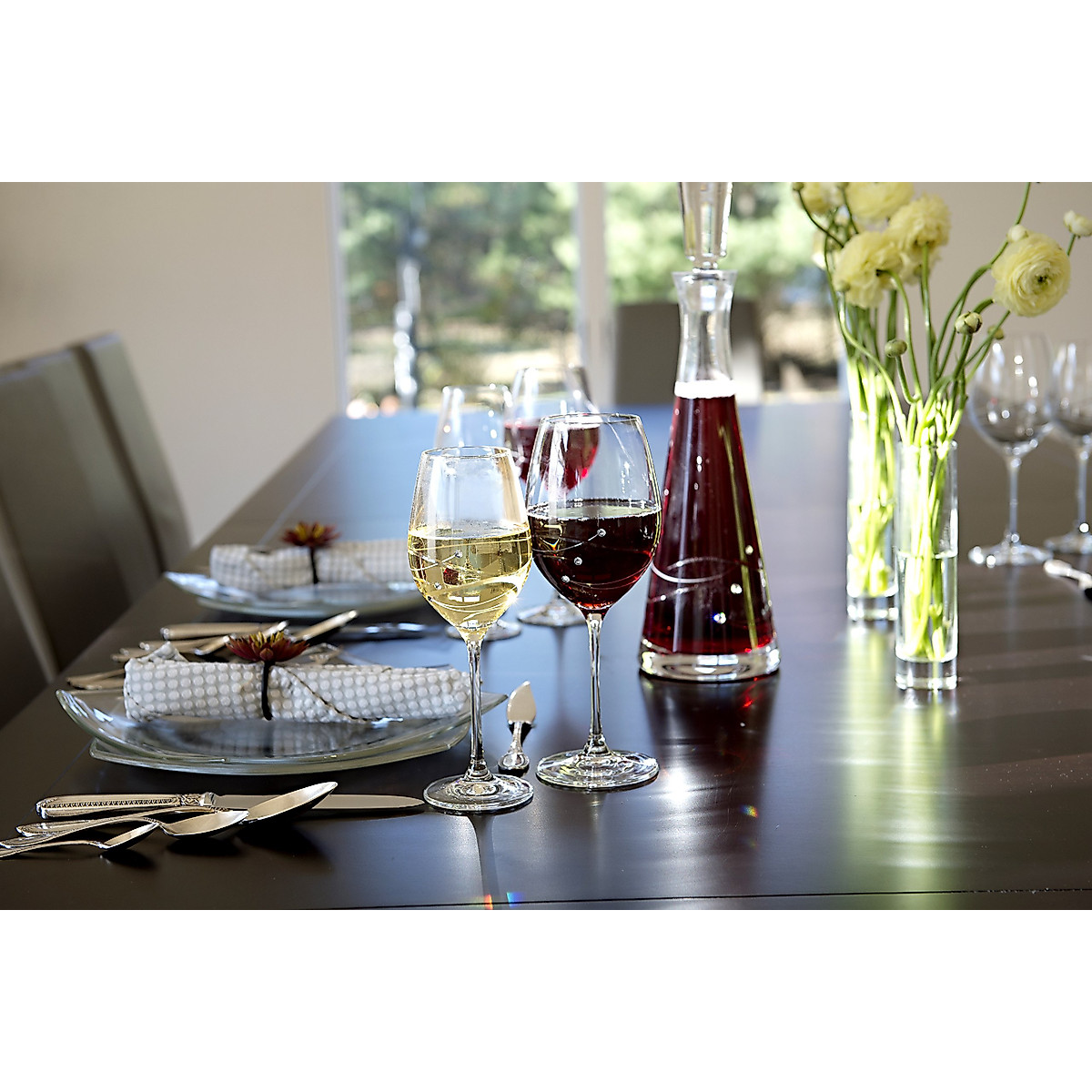 Barski - Handmade Glass - Sparkle - Martini Glass - Decorated with Real Swarovski Diamonds - Gift Boxed - 8.25 oz. - Made in Europe - Set of 2