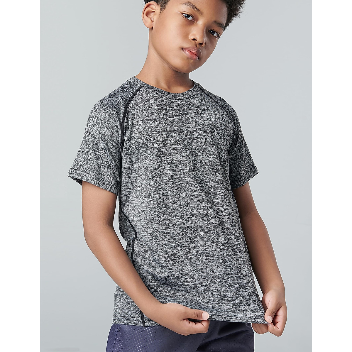 5 Pack Boys Athletic Shirts, Youth Activewear Dry Fit Tshirts for Kids, Short Sleeve Tees, Bulk Athletic Performance Clothing (Set 3, Medium)