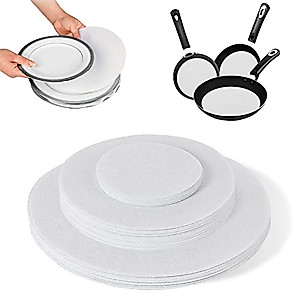 Felt Plate China Storage Dividers Dish Protectors 48 Pack White Extra Large Thick and Premium Soft (White, Round)