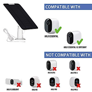 Upgrade 5V 6W Solar Panel for Security Camera, Compatible with Eufycam 2C/2C Pro/2/2 Pro/E20/E40/E, Continuous Power Supply with Micro USB Port, USB-C Adapter and 9.8ft/3m Charging Cord, 4 Pack