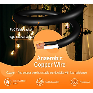 Anxbbo LED Outdoor String Lights, 48FT Patio Lights with 16 Edison Shatterproof Bulbs, UL Listed Heavy-Duty Commercial Grade Strand, Linkable Waterproof Hanging Lights for Outside Deck Backyard Garden