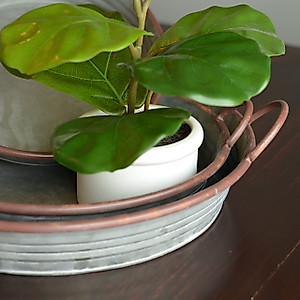 Farmers Deep-Dish Round Trays, Set of 3, Rustic Vintage Style, Galvanized Zinc Metal, 18, 15.75, and 12.25 Inches Diameter