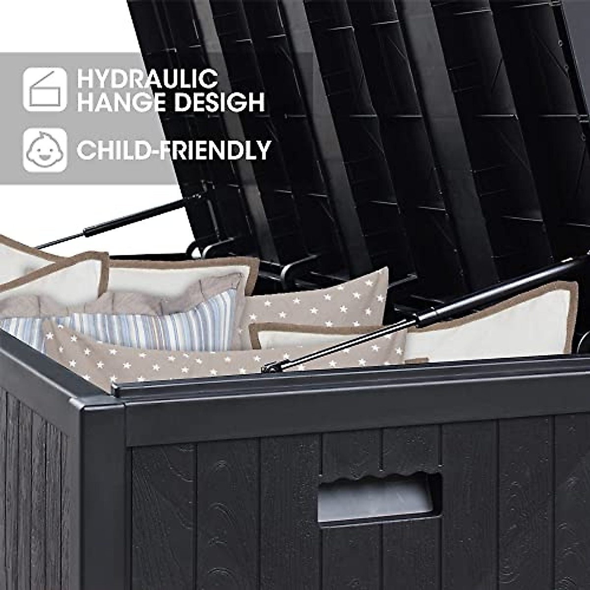 SUNVIVI OUTDOOR 120 Gallon Large Patio Storage Box Deck Boxes Outdoor Waterproof Patio Cushion Storage Outside Container for Pool Towel, Garden Tools, Toys, Black