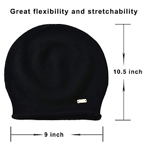 jaxmonoy Cashmere Hat Knit Slouchy Beanies for Women Winter Soft Warm Ladies Wool Knitted Skull Beanies Cap - Black