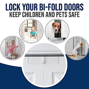 (4- Pack) - Safety Innovations Bi-fold Door Lock - Closet Protection Child and Pet Proof Bi-fold Door Lock - Tool-Free Installation - Made from Unbreakable Clear Polycarbonate