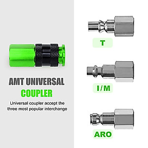 FYPower 15 Pieces 1/4" NPT Aluminum Air Coupler and Plug Kit, Quick Connect Air Fittings, Industrial Quick Connector Set (Green)