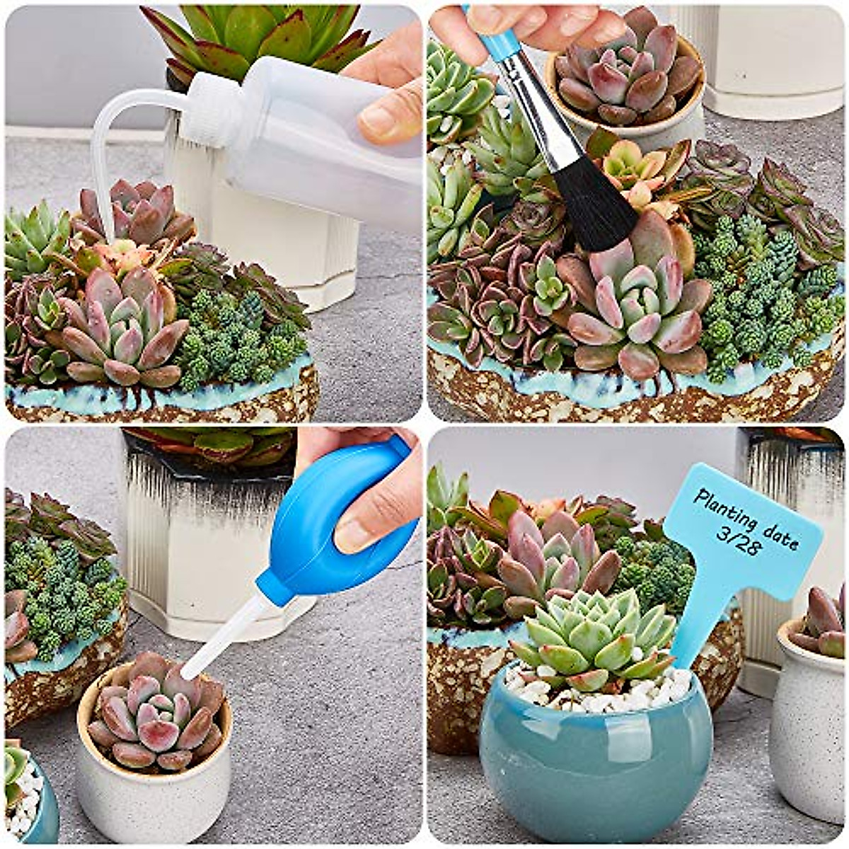Succulent Tools,19 Pcs Mini Garden Tools Set,Transplanting Tools Miniature Succulent Hand Tools Set with Plant Potting Tarp Mat, Succulent Kit for Indoor Outdoor Miniature Fairy Garden Plant Care