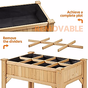 Yaheetech Raised Garden Bed 8 Pocket Herb Garden Planter Vegetable Standing Planters Boxes with Grow Grid Outdoor 36x25x37 Inch