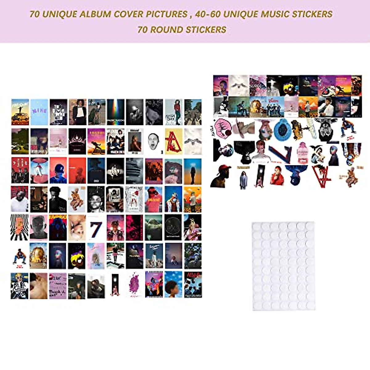 Adzt's 110PCS Album Cover Posters Wall Collage Kit, 70 Music Album Poster 40 Music Album Stickers,Album Style Photo Collection Collage VSCO Bedroom Dorm Decor for Girl and Boy Teens, Small Poster for Room Bedroom Aesthetic