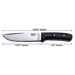 GCS Handmade G10 Handle D2 Tool Steel Tactical Hunting Knife with leather sheath Full tang blade designed for Hunting & EDC GCS 126