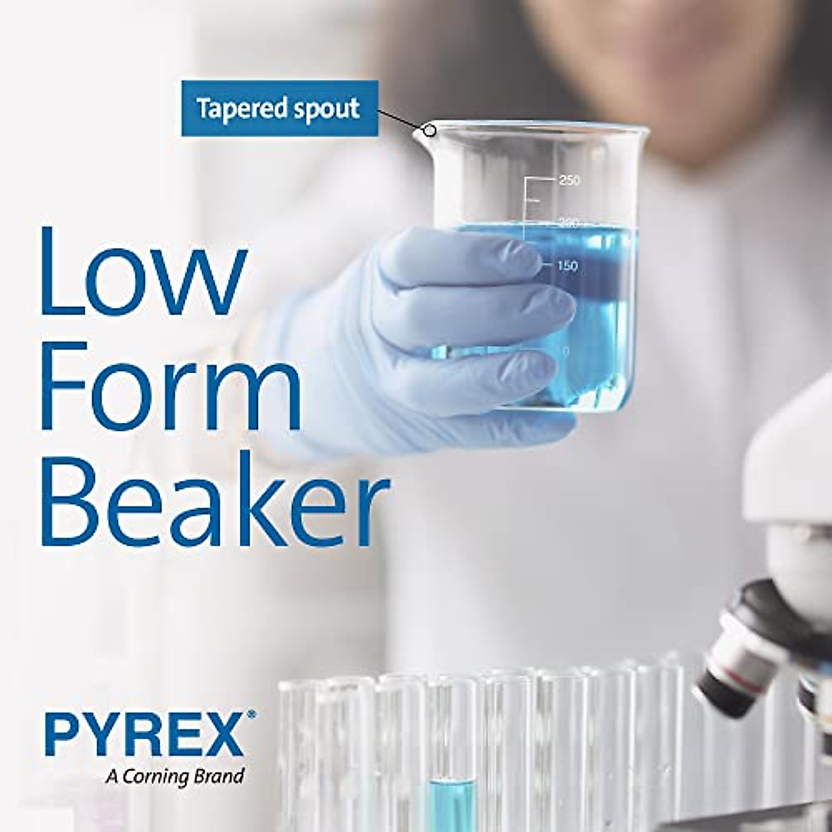 PYREX Griffin Borosilicate Glass Beaker - Low Form Graduated Measuring Beaker with Spout – Premium Scientific Glassware for Laboratories, Classrooms or Home Use - PYREX Chemistry Glassware, 1L, 2/Pk