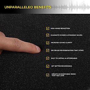 Siless 24 Pack Acoustic Panels 1 X 12 X 12 Inches - Acoustic Foam - Studio Foam Wedges - High Density Panels - Soundproof Wedges - Charcoal