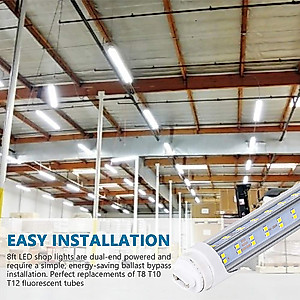 10 PCS-T8 T10 T12 LED Tube Light, 8 foot , 100W Rotate V Shaped, R17D/HO 8FT LED Bulb ,6000K Cold White, 14500LM, Clear Cover, (Replacement for F96T12/CW/HO 150W), Ballast Bypass,Dual-End Powered