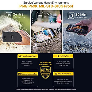 Ulefone Armor X6 Pro (2022 New) Rugged Smartphone, Lasted Android 12 Unlocked Rugged Phone, 8GB 32GB 128GB Extension 4000mAh 5.0 inch 13MP + 5MP IP68, 4G Dual SIM Phones Unlocked, NFC OTG - Orange