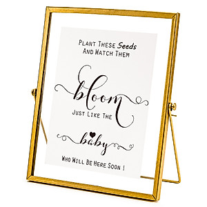 Calculs Baby Bloom Gold Floating Picture Frame Wedding Signs Place Card/Menu Holder 10 x 8 Inches Centerpiece Table Décor for Baby Shower