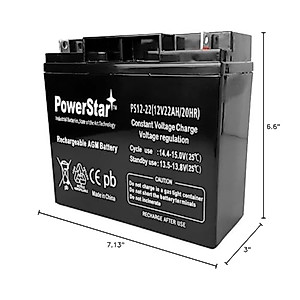 PowerStar 12V 22AH 6FM22 6-FM-22 AGM/SLA Rechargeable Deep Cycle Battery