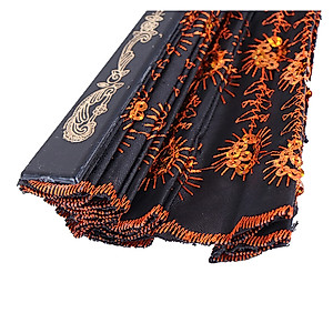 Fan Rainbow Color Christmas Dance Fan Pattern Folding Hand held Embroidered Sequin Gift Fan Hand Fan (Color : E, Fan Size : 9.5 inches)