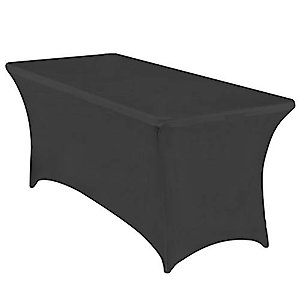 Obstal 6ft Stretch Spandex Table Cover for Standard Folding Tables - Universal Rectangular Fitted Tablecloth Protector for Wedding, Banquet and Party （Black, 72 Length x 30 Width x 30 Height Inches）