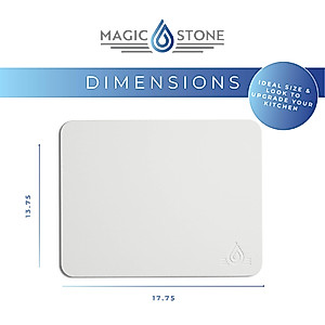 Magic Stone - Diatomaceous Earth Kitchen Mat and Bamboo Dish Rack – Super Absorbent Dish Drying Mats for Kitchen Counter, Durable & Quick Drying Mat (White)