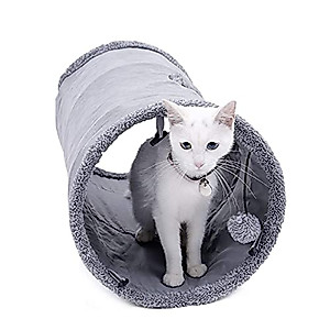 Speedy Pet Collapsible Cat Tunnel, Cat Toys Play Tunnel Durable Suede Hideaway Pet Crinkle Tunnel with Ball S