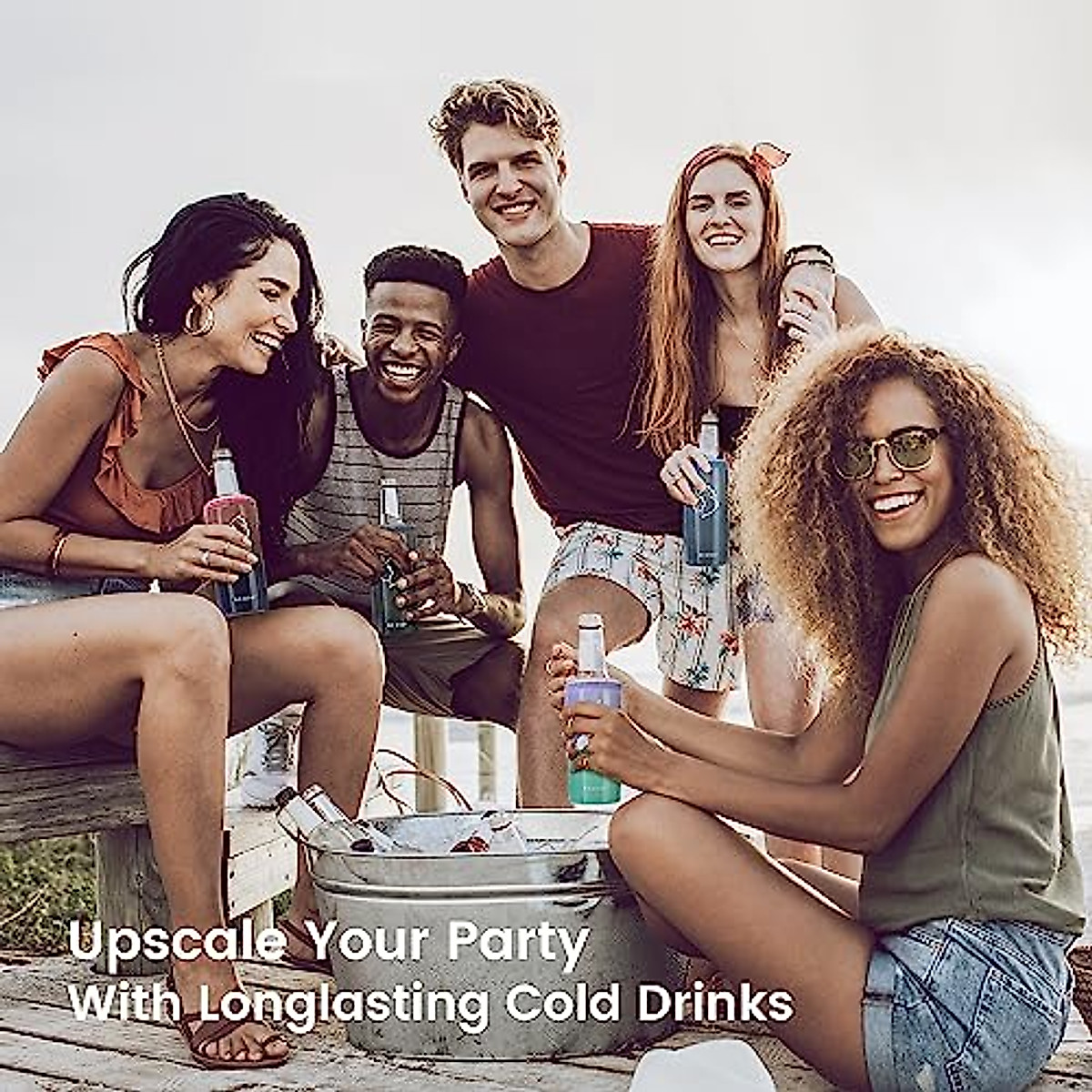 BUZIO 3 in 1 Insulated Slim Can Cooler for 12 oz Cans and Beer Bottle, Stainless Steel Can Holder, Double Walled Can Insulator for Skinny Tall Can/Standard Regular Can/Beer Bottle