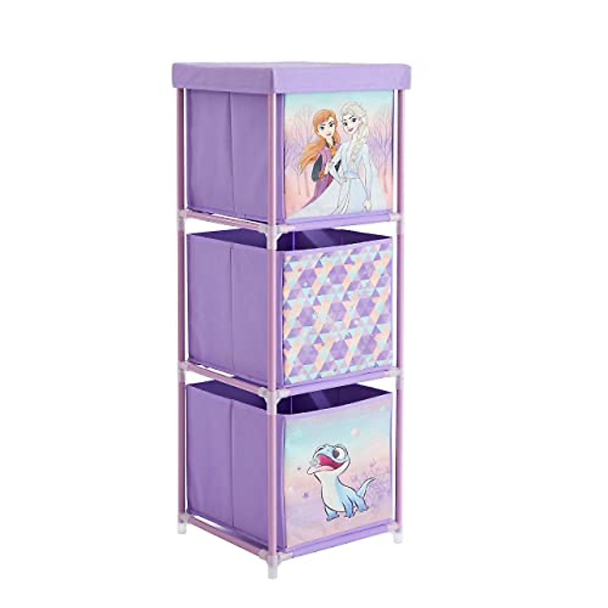 Idea Nuova Disney Frozen 3 Tier Fabric Storage Organizer with 3 Cubes and Removable Lid