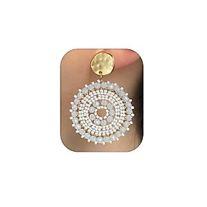 A Golden Cloud White Beaded Earrings For Women Summer Beach Boho Bead Dangle Drop Statement Earrings Fashion Jewelry