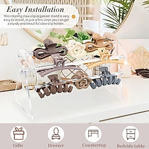 SNOWSTAR Acrylic Claw Clip Organizer Holder,360-Degree Rotating Claw Clip Holder and Storage,Hair Clip Organizer Display Clear Stand for Women and Girls