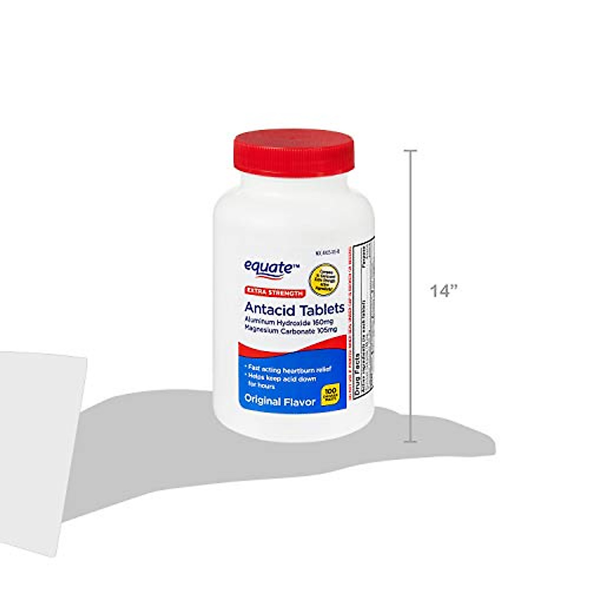 Equate Extra Strength Chewable Antacid Tablets, Original Flavor, 100 Tablets, Compare to Gaviscon