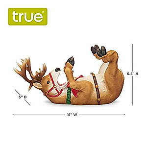 True Reindeer Polyresin Wine Bottle Holder Set of 1, Brown, Holds 1 Standard Wine Bottle