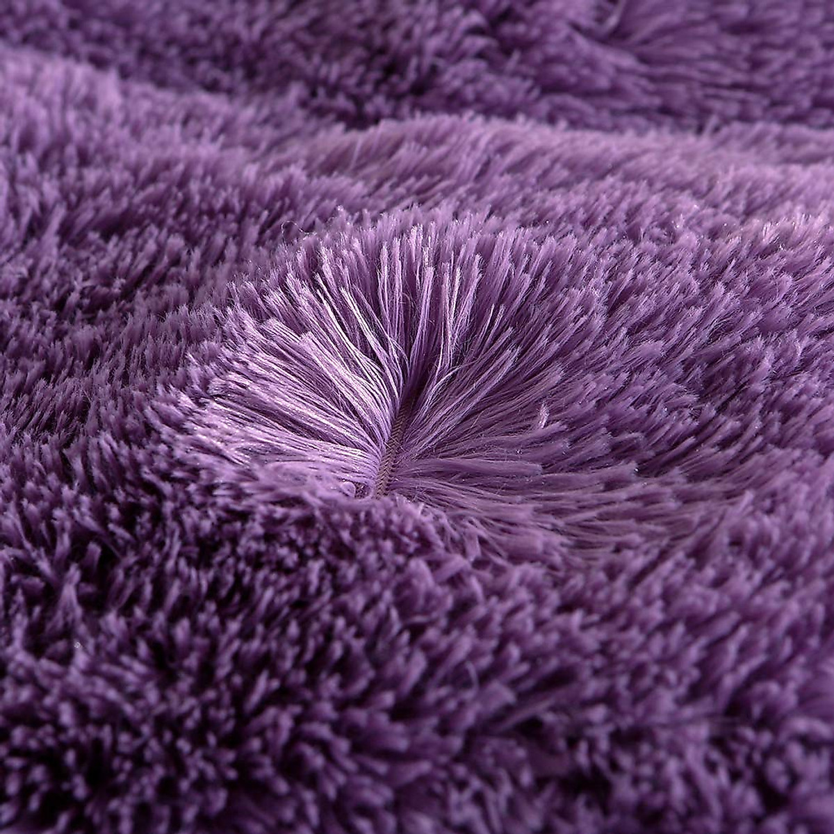 Uhamho Faux Fur Velvet Fluffy Bedding Duvet Cover Set Down Comforter Quilt Cover with Pillow Shams, Ultra Soft Warm (Queen, Purple)