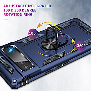 Google Pixel 6A 2022 Military-Grade Shockproof Case with Screen Protector, 16ft Drop Tested, Magnetic Kickstand & Car Mount - Blue