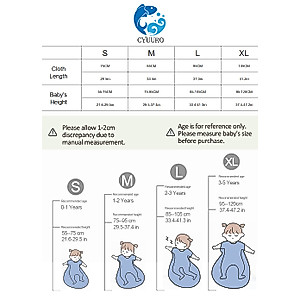 CYUURO Baby Wearable Blanket Sleeping Bag Sack for Toddler Baby Girl Boy Unisex 3-Way Zipper Baby Sleep Sack, 100% Cotton TOG 1.5