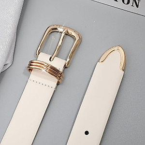 JASGOOD Women Leather Belt Gold Buckle Ladies Elegant Faux Leather Waist Belt for Jeans Pants