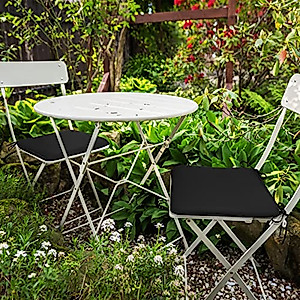 GUEGLSA Outdoor Indoor Waterproof Seat Cushions,16x16 Inches Patio Chair Cushion with Ties,Machine Washable Seat Pad for Home Garden Kitchen Dining Office Chair, Set of 2, Black