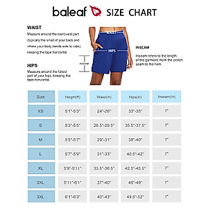 BALEAF Womens' 7 Inches Long Running Shorts Back Zipper Pocketed Athletic Gym Shorts with Liner Royal Blue Size L