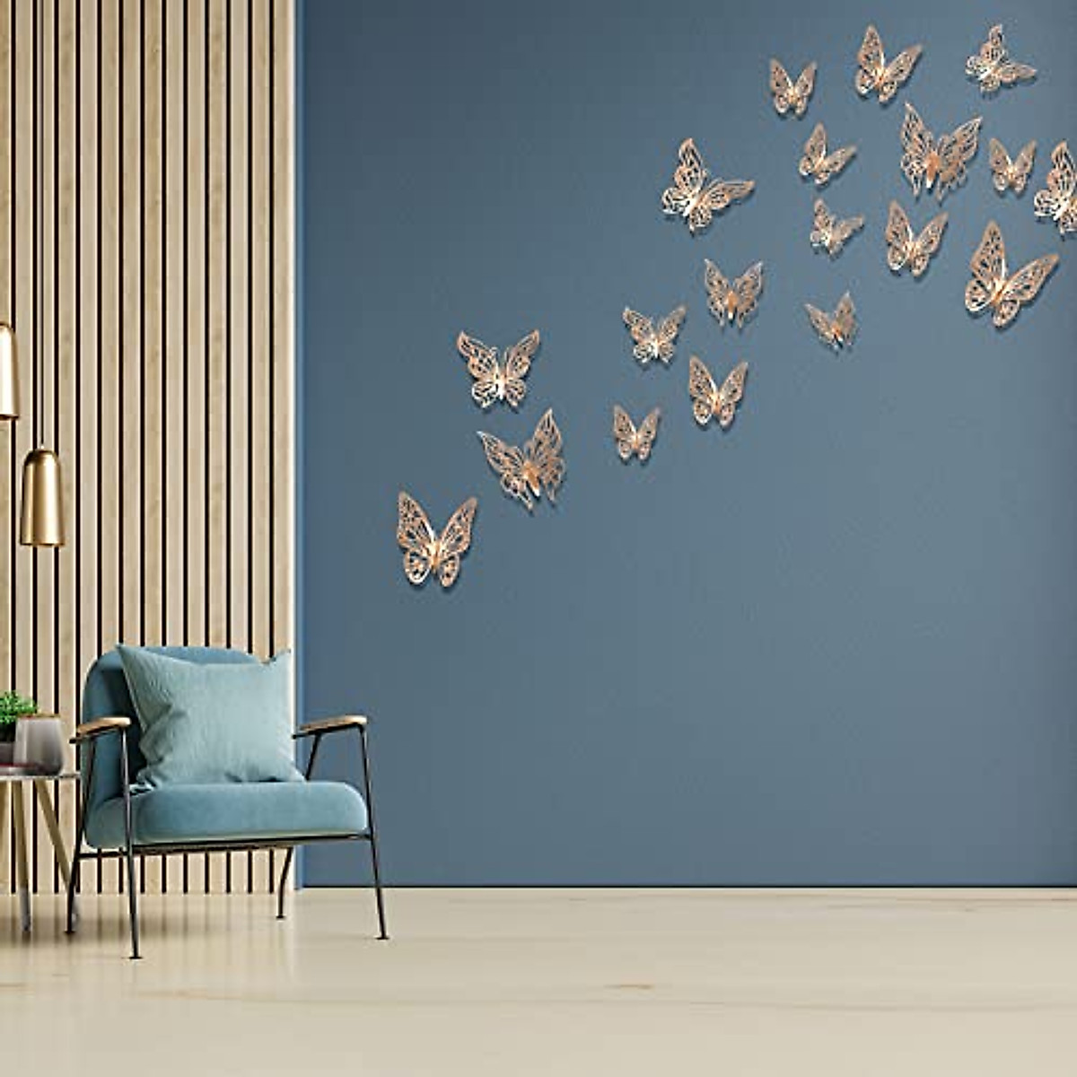 FYY 3D Butterfly Wall Decor, 72PCS 3 Styles 3 Sizes Gold Butterfly Wall Stickers Removable Wall Decals Butterfly Decorations for Room Decor Party Wedding Birthday Cake Rose Gold