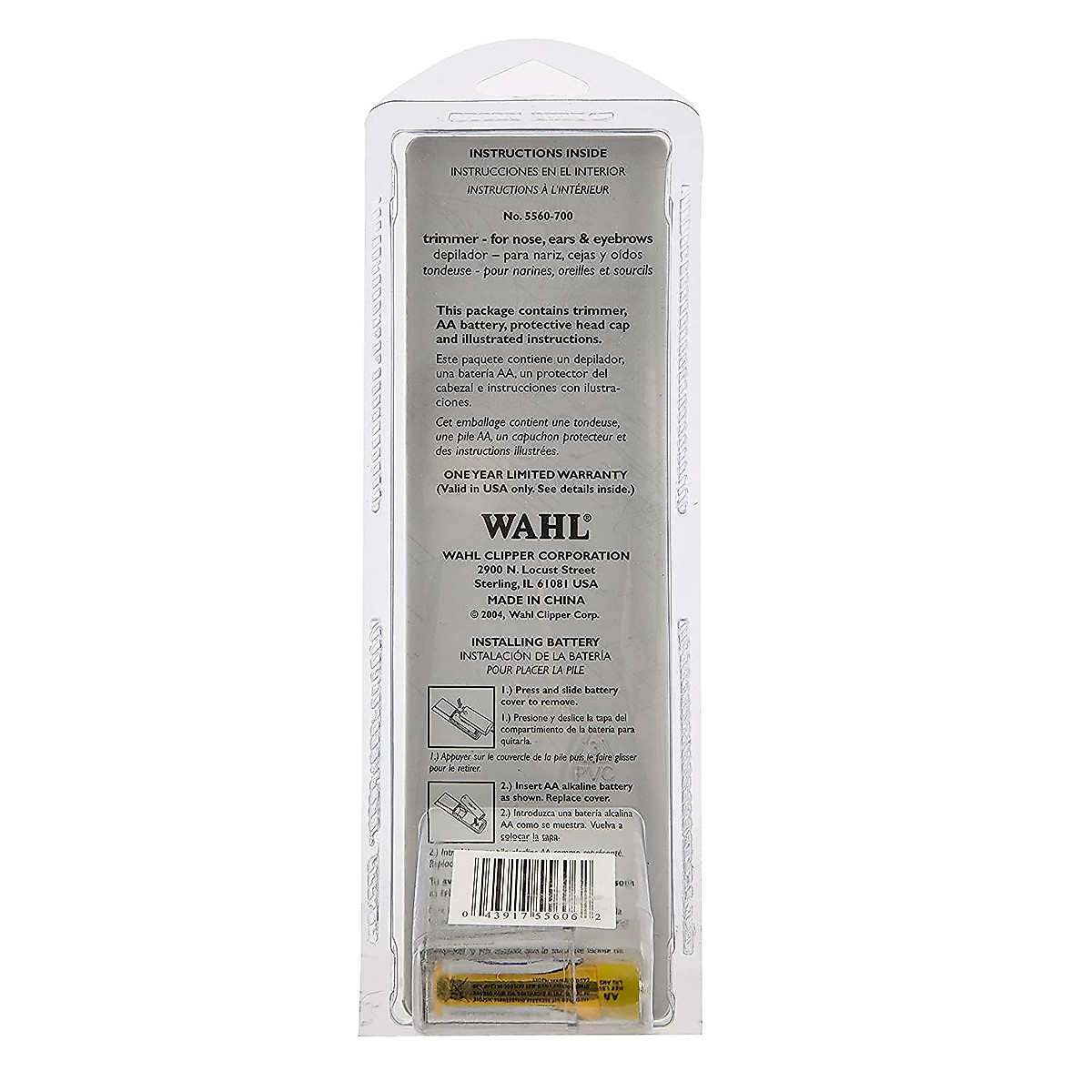 Wahl Professional - Nose Trimmer, Stainless Steel Blade, Works Wet or Dry, Battery Powered for Professional Barbers and Stylists - Model 5560-700